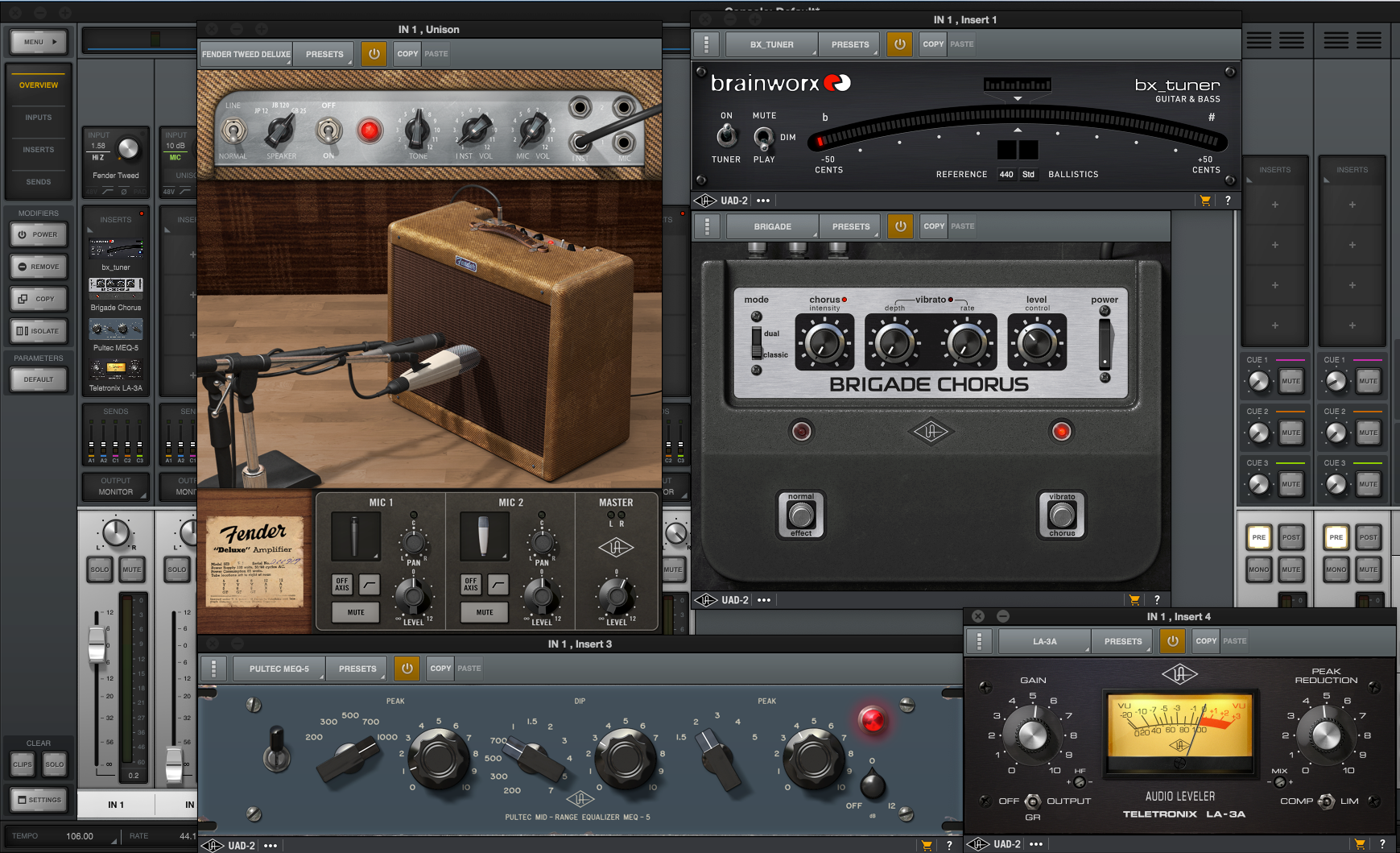 Cadenas favoritas y settings en Console de UAD, para grabación y produ ...